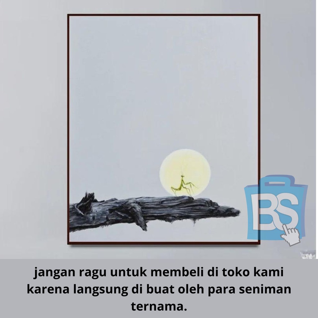 Jual LUKISAN ABSTRAK BELALANG SEMBAH DAN RANTING POHON BISA CUSTOM KAIN ...