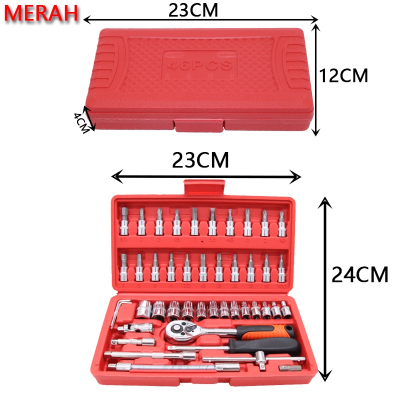 Jual SURIA MAKASSAR OBENG LENGKAP! KUNCI SET PAS SOCKET 46 PCS / ALAT REPAIR TOOL LENGKAP SOCKET ...