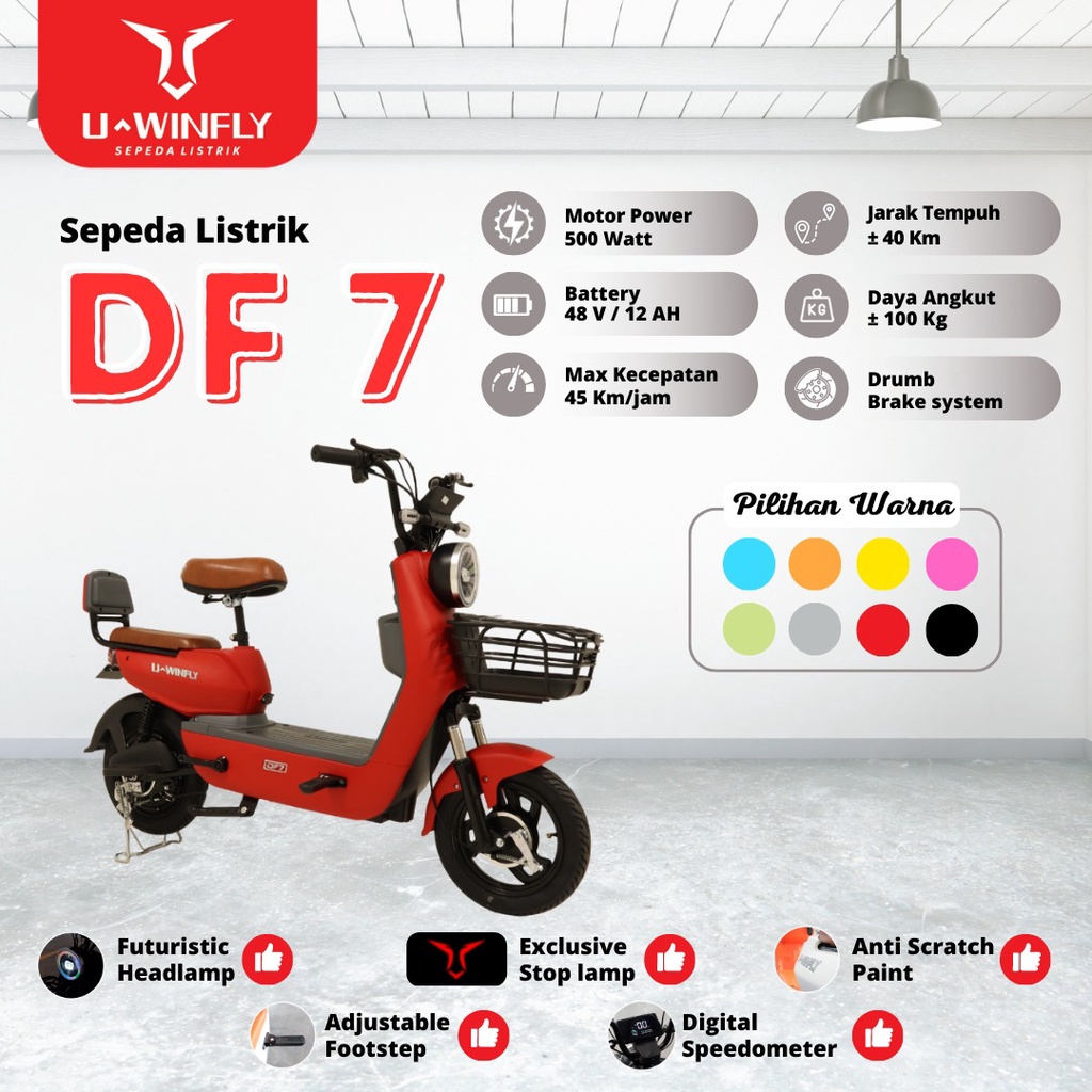 Jual Sepeda MOTOR listrik Uwinfly type DRAGONFLY DF 7 DF7 Series Garansi Resmi 10 Tahun | Shopee ...