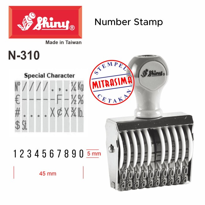 Jual Stempel Shiny N-310 ( N310 stempel nomor manual 10 digit 5mm N 310 ) | Shopee Indonesia