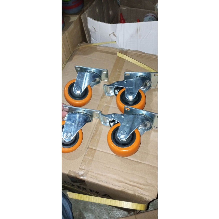 Jual Roda etalase 3 inch MULLER 4 biji 2 hidup + rem 2 hidup tanpa rem ...
