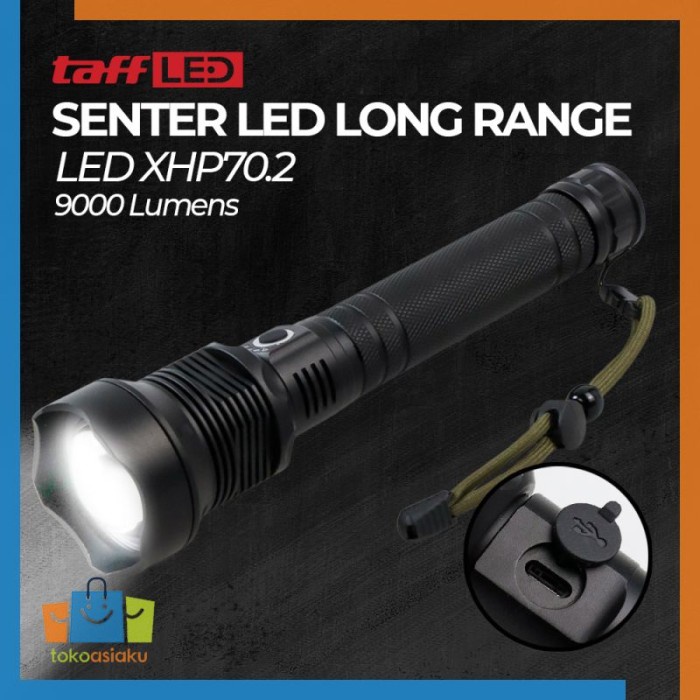 Jual Senter Outdoor LED Jarak Jauh Zoom USB Recharge 9000 Lumens HS313 ...