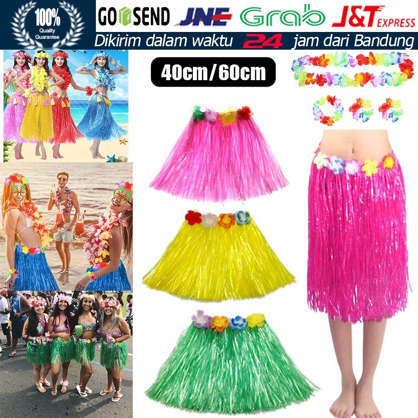Jual 40/60CM Rok Hula Hawai Aksesoris Kalung Bunga Hawai Dan Set Hawai ...