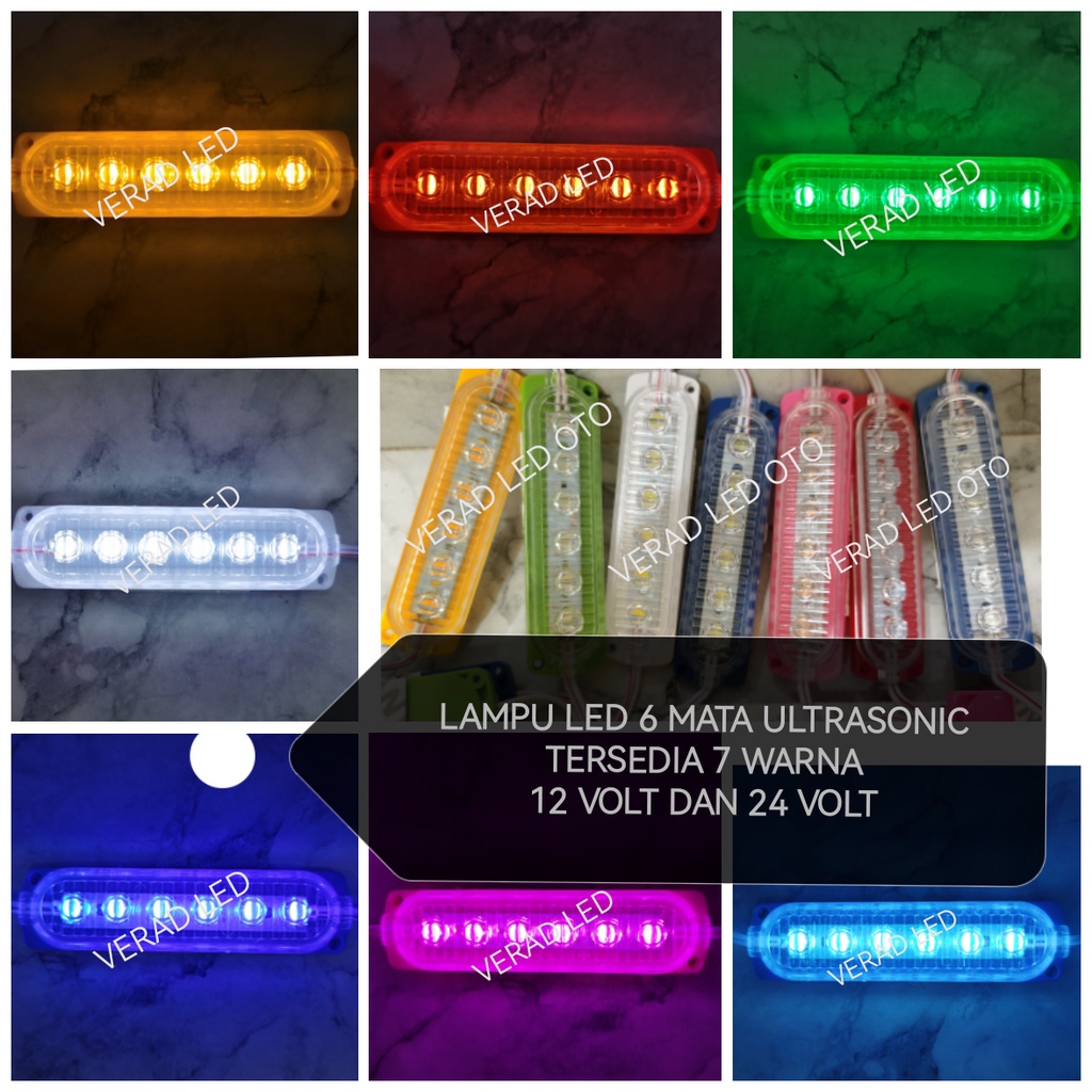 Jual LAMPU LED 6 MATA ULTRASONIC KOLONG BAK TRUK MOBIL MOTOR 12 VOLT 24 ...