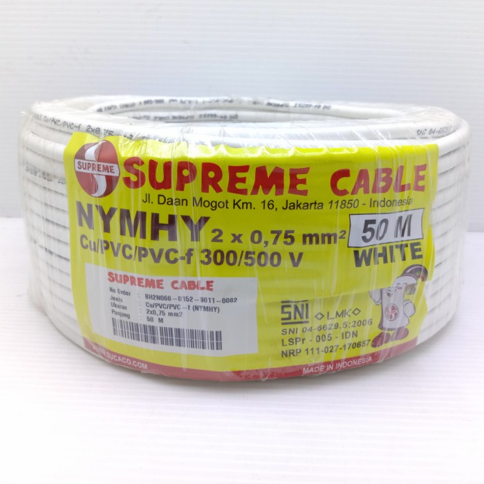 Jual SUPREME NYMHY NYYHY 2x0.75mm Roll 50M Putih Hitam Kabel Serabut isi 2 | Shopee Indonesia