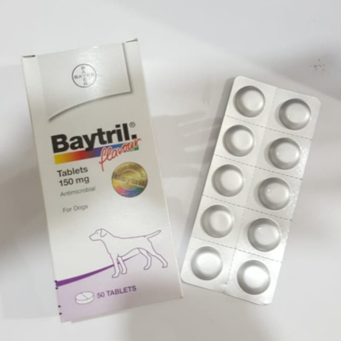 Jual Baytril Flavour Tablet 150 MG Obat Antibiotik Anjing Per Tablet ...