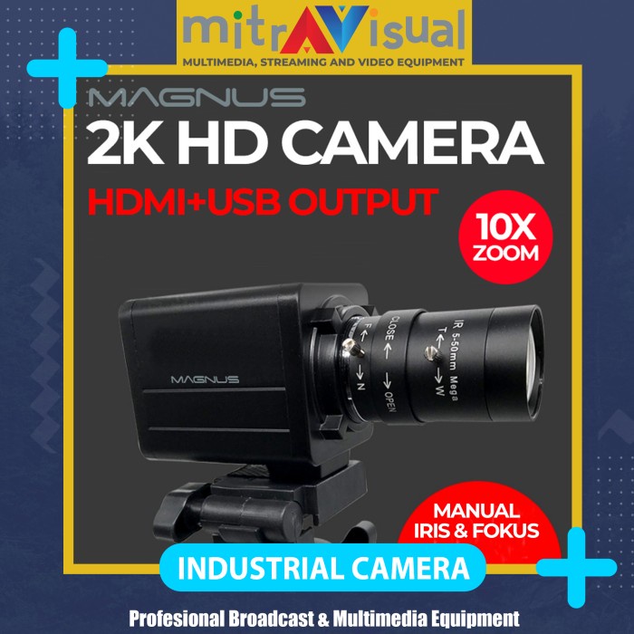 Jual MAGNUS 2K Kamera Industrial HDMI+USB Output 10X Zoom Iris Manual ...