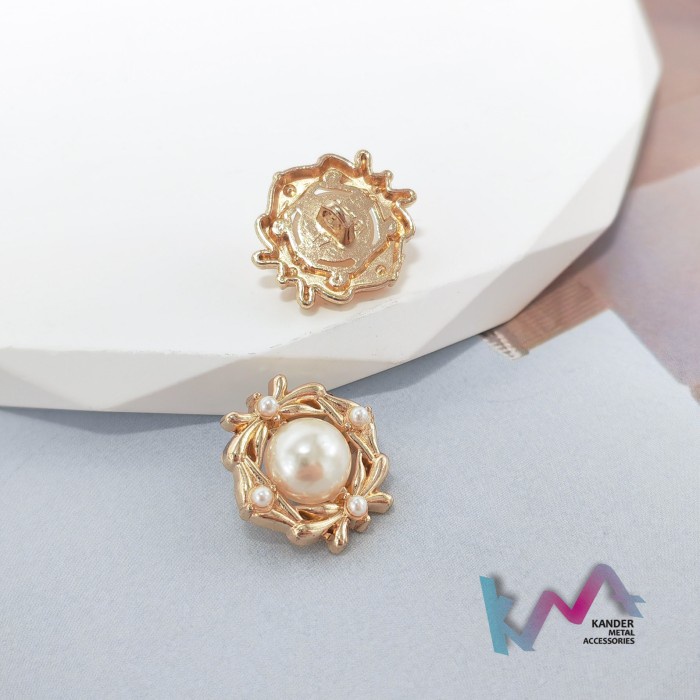 Jual KANDER Alloy Pearl Button Flower Kancing Mutiara Gold JLZ-A62 ...