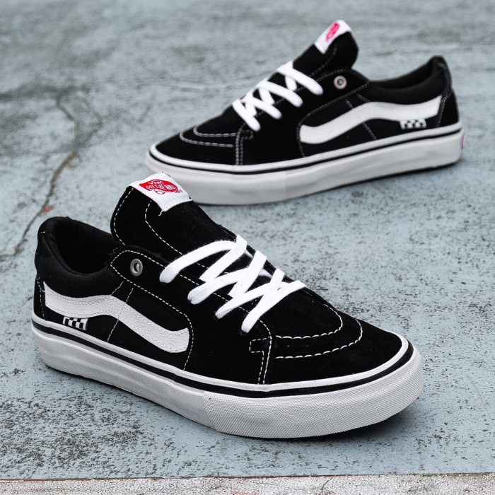 Jual Vans Sk8 Low Pro Skateboarding Black White | Shopee Indonesia