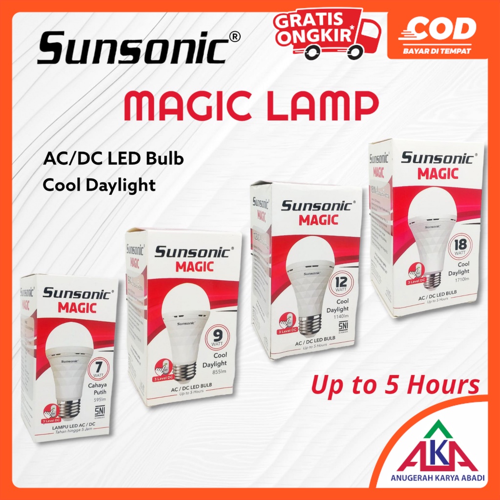 Jual Bohlam Lampu LED Emergency SUNSONIC MAGIC AC DC 7 / 9 / 12 / 18 ...