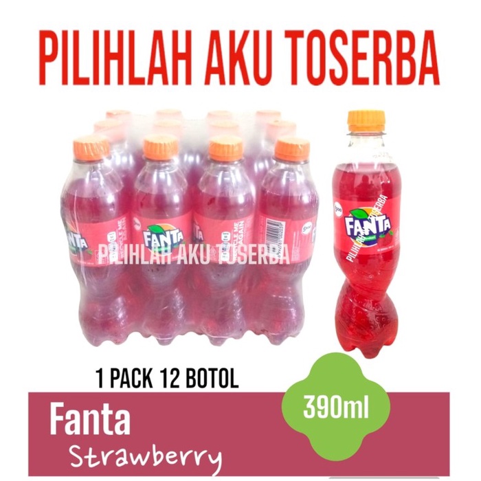 Jual Fanta Strawberry BOTOL PET 390 ml - ( HARGA 1 PACK ISI 12 botol ) | Shopee Indonesia