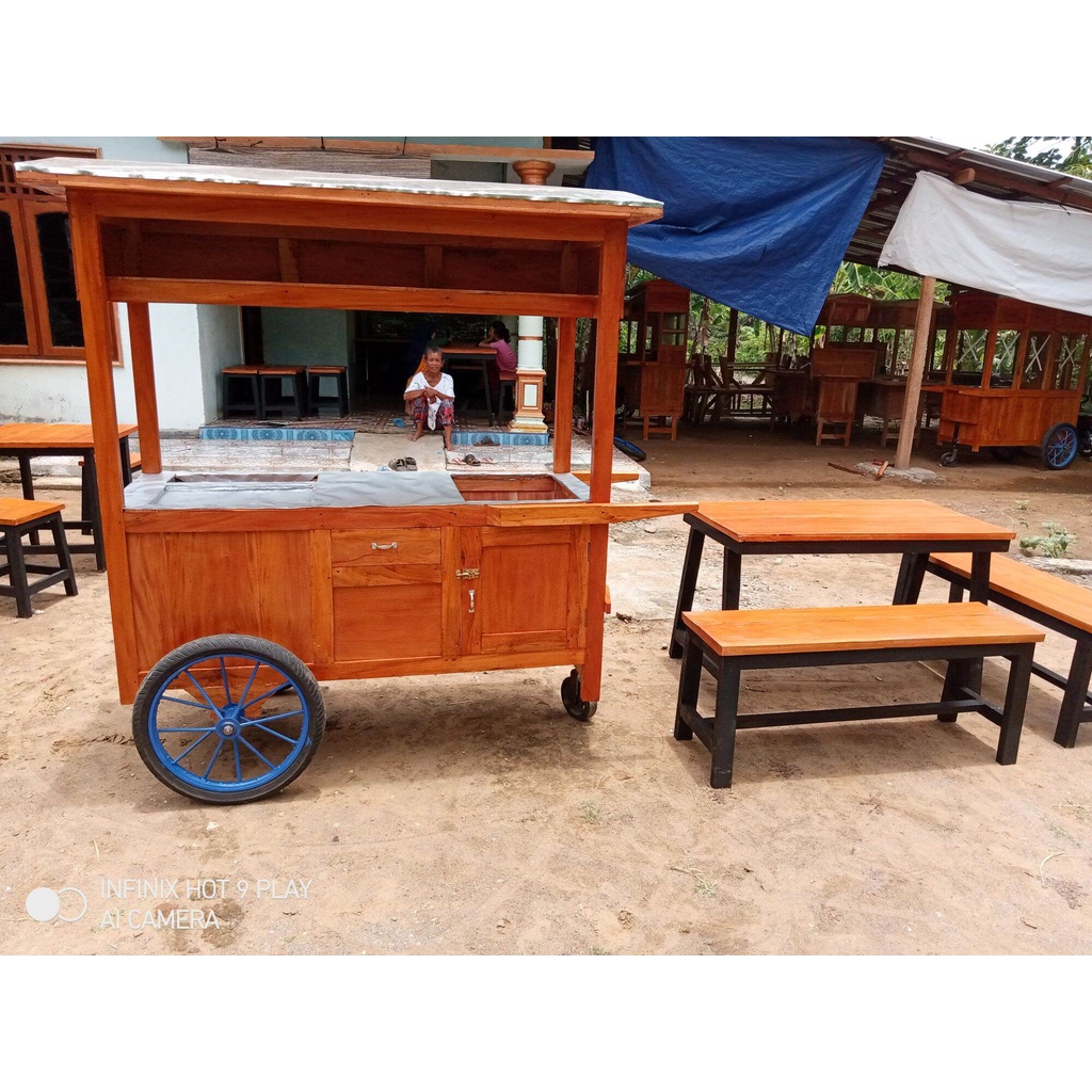 Jual gerobak roti bakar dan meja kursi duduk free ongkir | Shopee Indonesia