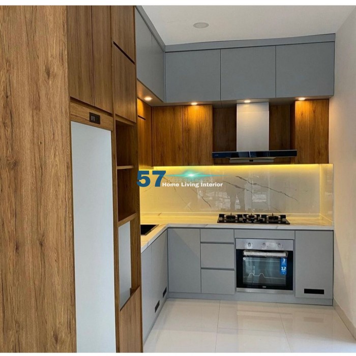 Jual Lemari Kitchen Set Minimalis Bahan Plywood HPL Free Ukur dan ...