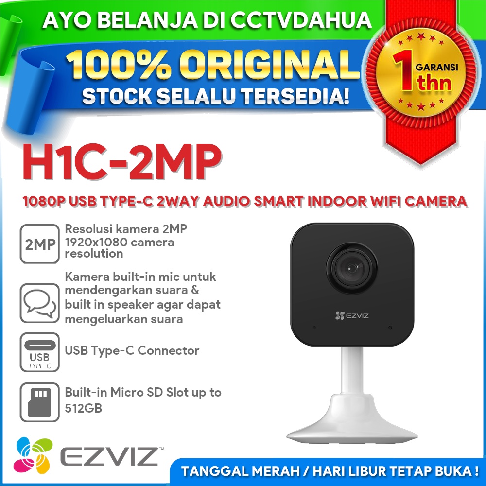 Jual EZVIZ H1C 2MP 1080P USB TYPE-C 2WAY AUDIO SMART INDOOR WIFI CAMERA ...