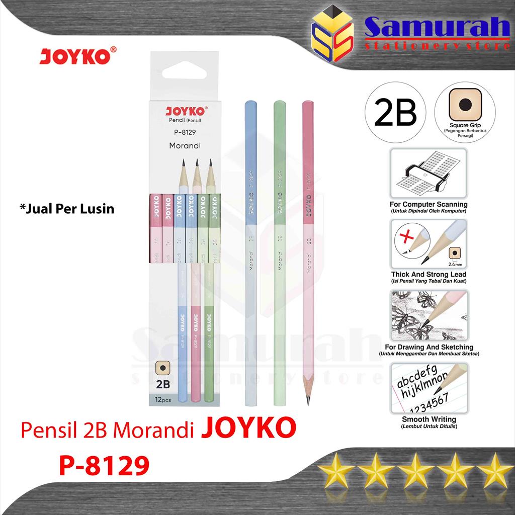 Jual Pensil Kayu Joyko 2B P8129 Morandi / Wooden Pencil Square P-8129 ...