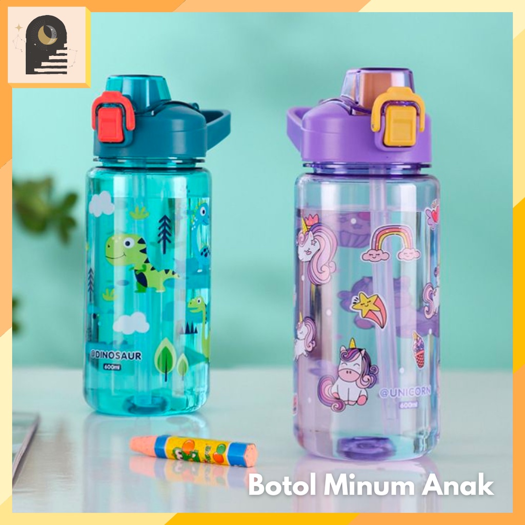 Jual Either.id - Botol Minum Anak Karakter 600ml Sedotan Anak Sekolah TK SD Kartun Anak Laki ...