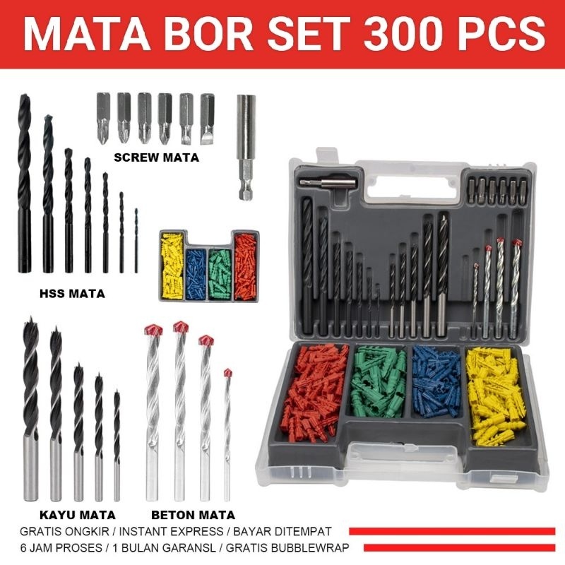 Jual MATA BOR SET 300 PCS KENMASTER MATA BOR KAYU BESI TEMBOK OBENG ...