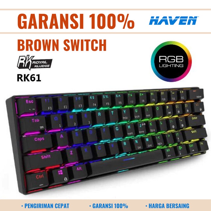 Jual Mechanical Keyboard Royal Kludge RK61 Wireless Bluetooth BROWN ...