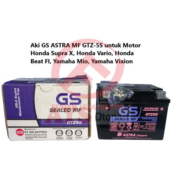 Jual AKI ACCU GS ASTRA MF GSMF-GTZ-5S Honda Supra X Vario Beat FI Mio ...