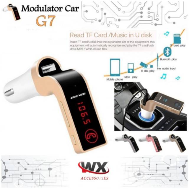 Jual MODULATOR G7 BLUETOOTH TRANSMITTER / SAVER CAR CHARGER MOBIL ...