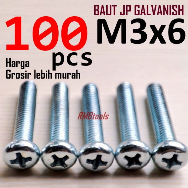 Jual BAUT JP M3x6 / SEKRUP SKRUP BAUT JP M3x6 Obeng Plus Galvanis M3 | Shopee Indonesia