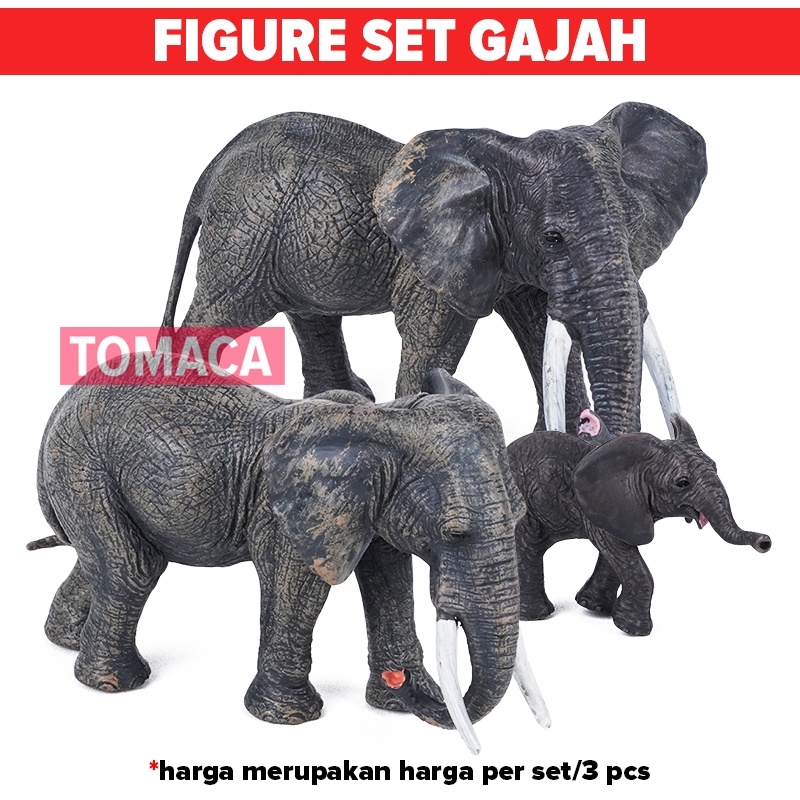 Jual Paket Mainan Edukasi Anak Action Figure Hewan Gajah Karet Miniatur ...