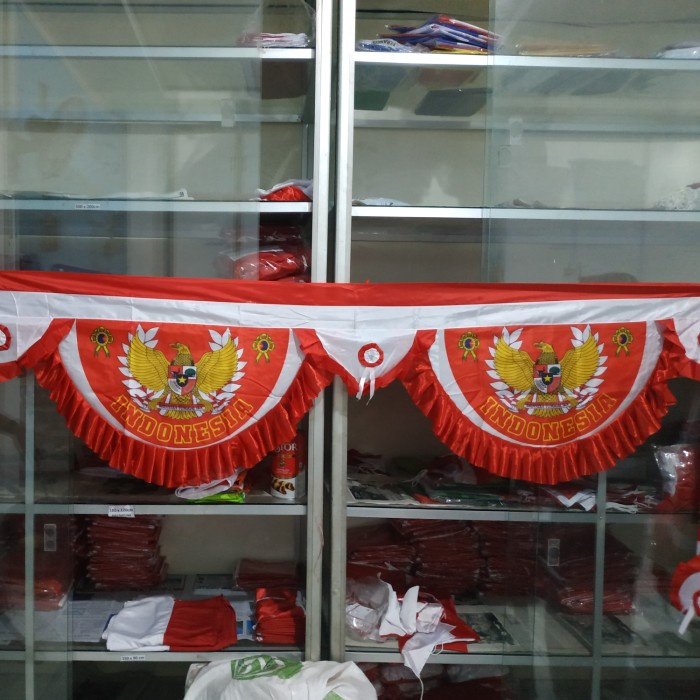 Jual Promo - Bendera Indonesia Background Kipas Motif Sablon Garuda ...