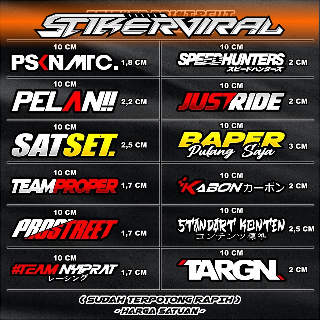 Jual Sticker Racing Vinyl Print & Cut Sticker Motor ( SATUAN ) | Shopee ...