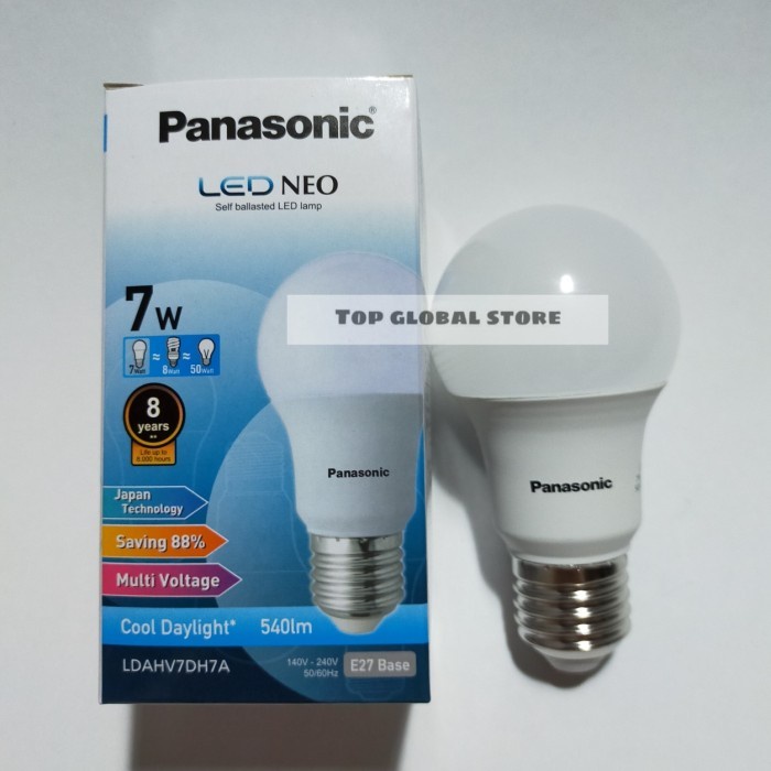 Jual Lampu LED Bulb - Bohlam Panasonic New Evo 7 Watt - Putih / Kuning ...