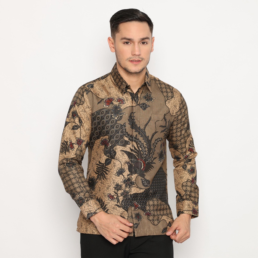 Jual Kemeja Batik Prakasa Motif Bima Ardhani Merah Slimfit Lengan ...