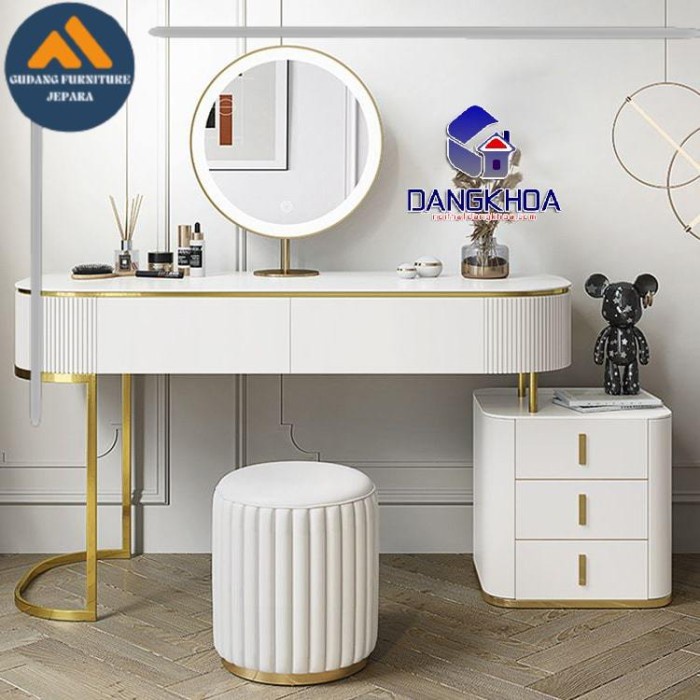 Jual Meja rias putih top marmer carara touchscreen | Shopee Indonesia
