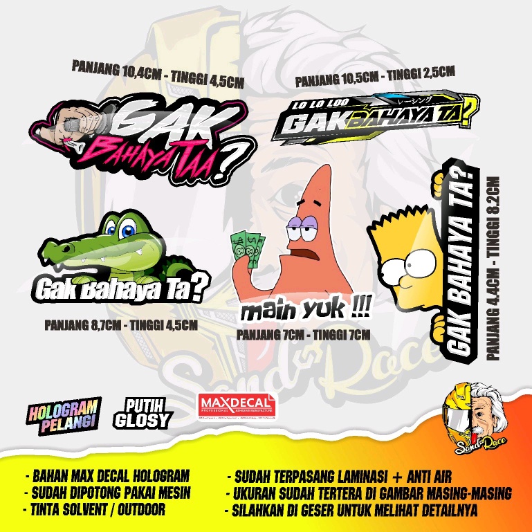 Jual stiker viral gak bahaya ta? cutting hologram / sticker viral GAK BAHAYA TA! / stiker hp ...