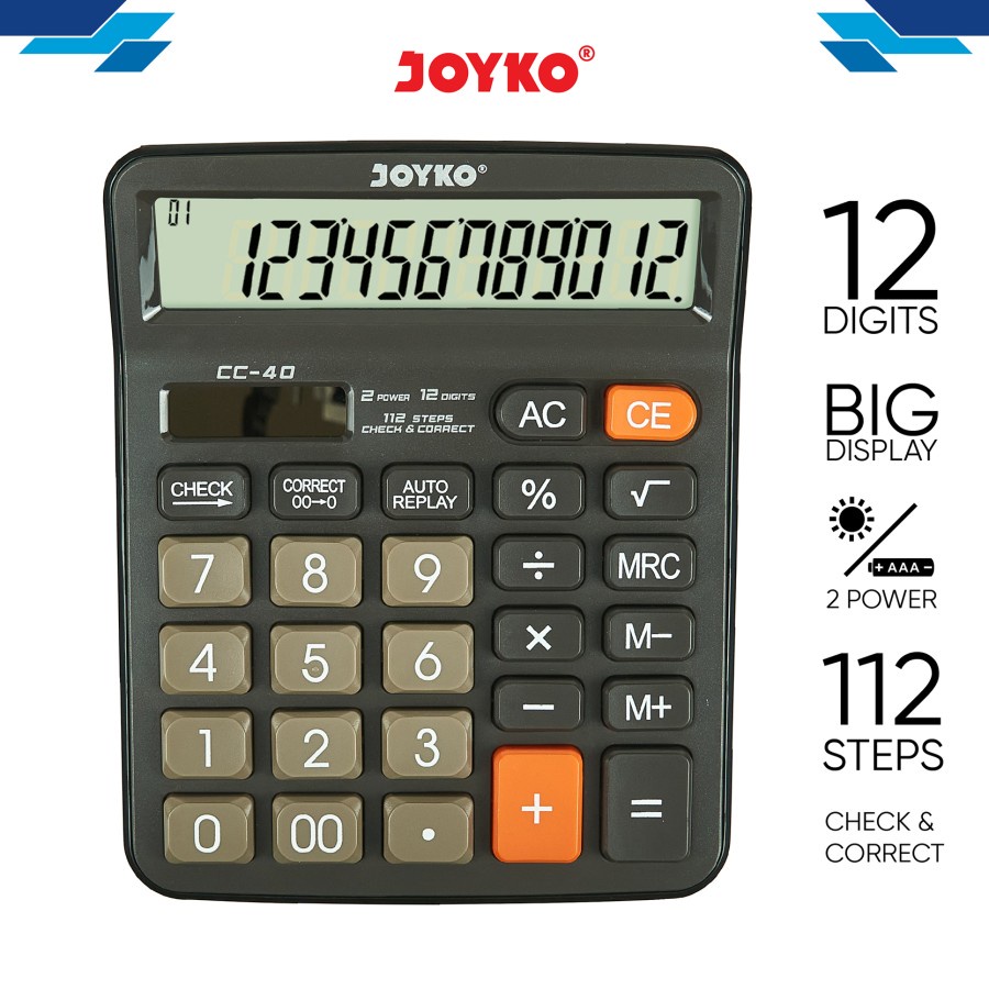 Jual Kalkulator JOYKO CC 40 Calculator Check Correct CC40 12 Digit ...