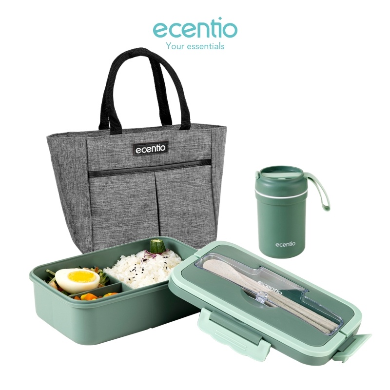 Jual ecentio Tempat Makan Set Tas / lunch box set 1000 ml Kotak Makan ...