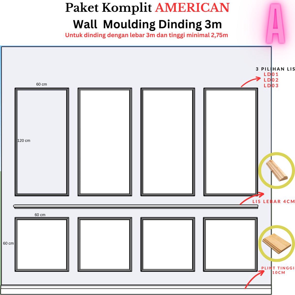 Jual Paket Komplit AMERICAN Wall Moulding / Waincoasting / Molding /Lis ...
