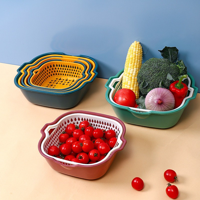 Jual HM 045 Set Peniris Sayur Buah 6in1 Baskom Pencuci Makanan Wadah ...