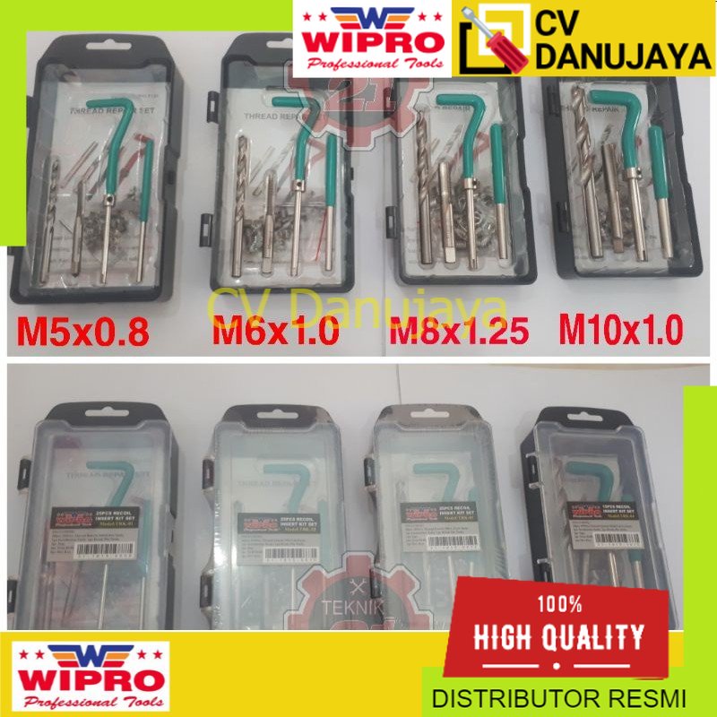 Jual PAKET RECOIL SET Ukuran M5 M6 M8 M10 RECOILD WIPRO HELICOIL SET ...