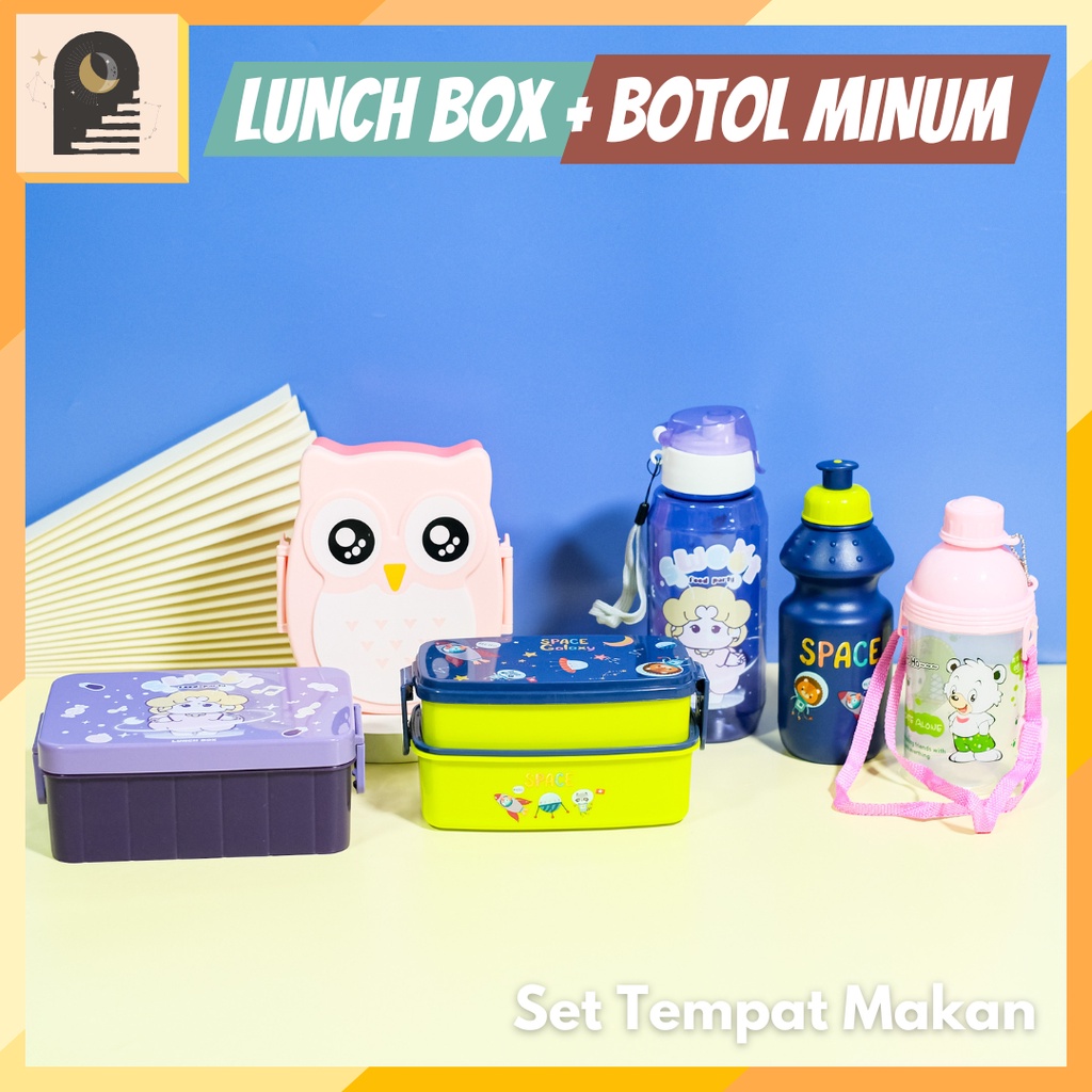Jual Either.id - Set Tempat Makan Botol Minum BPA Free Lunch Box Kotak Makan Botol Minum Anak ...