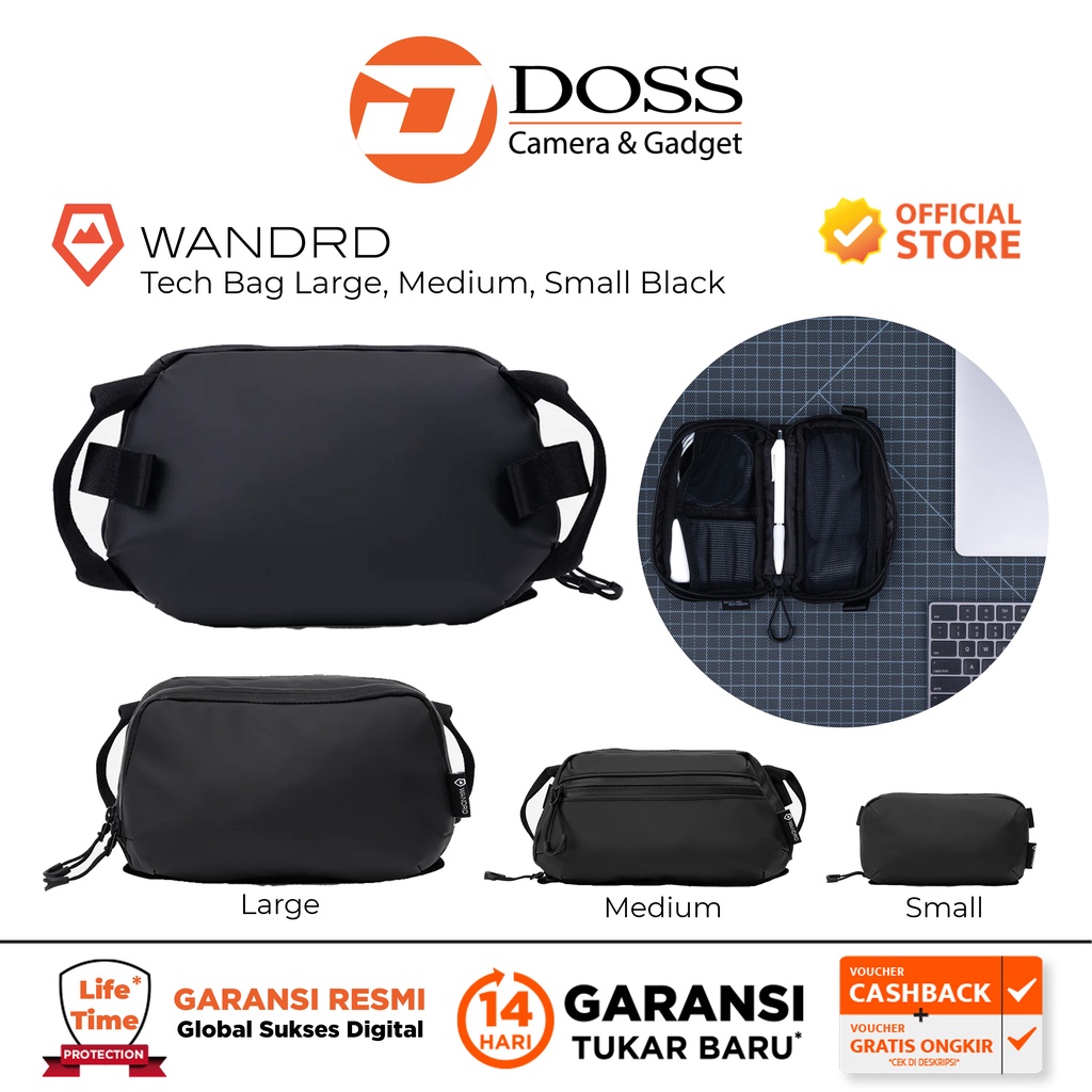 Jual WANDRD Tech Bag Large, Medium, Small Black | Shopee Indonesia