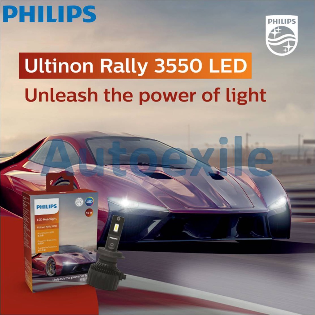 Jual Philips Ultinon Rally 3550 LED HL H4 H7 H11 HB3 HB4 HIR2 12V 24V 50W White Putih 6500K High ...
