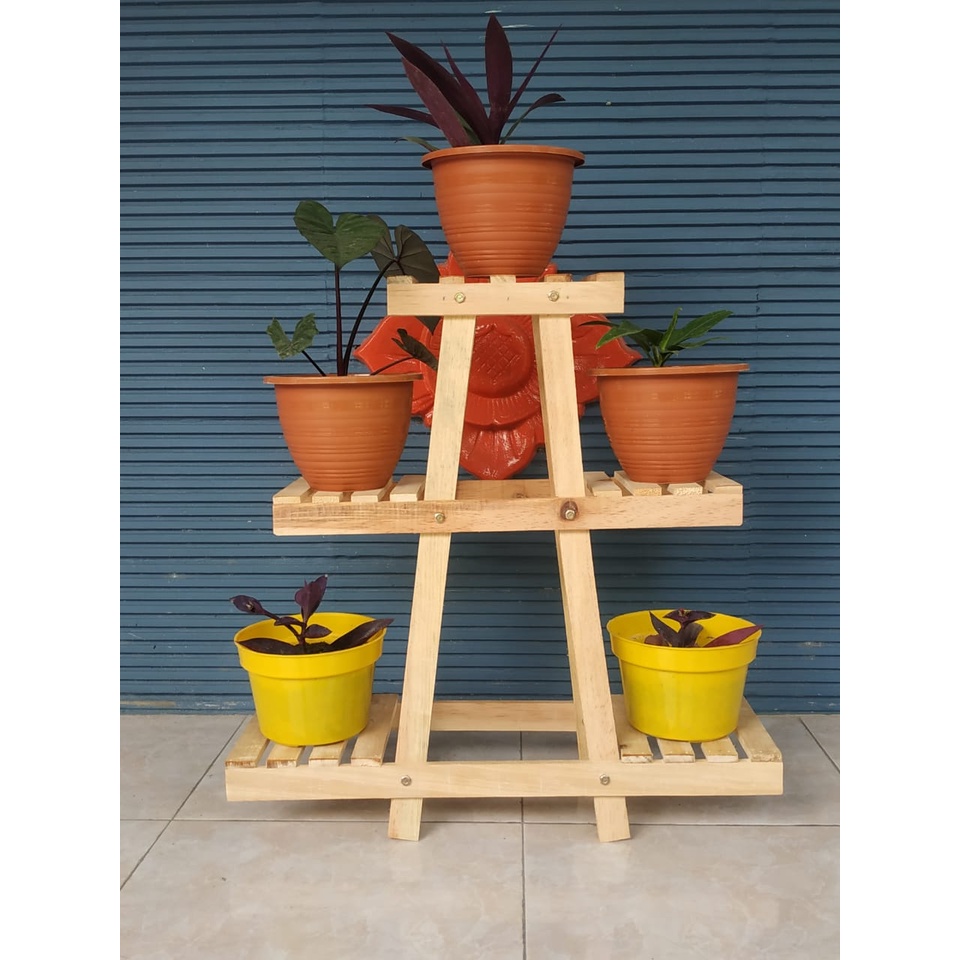 Jual Rak bunga minimalis dari kayu jati belanda Motif Zig-Zag, tempat ...