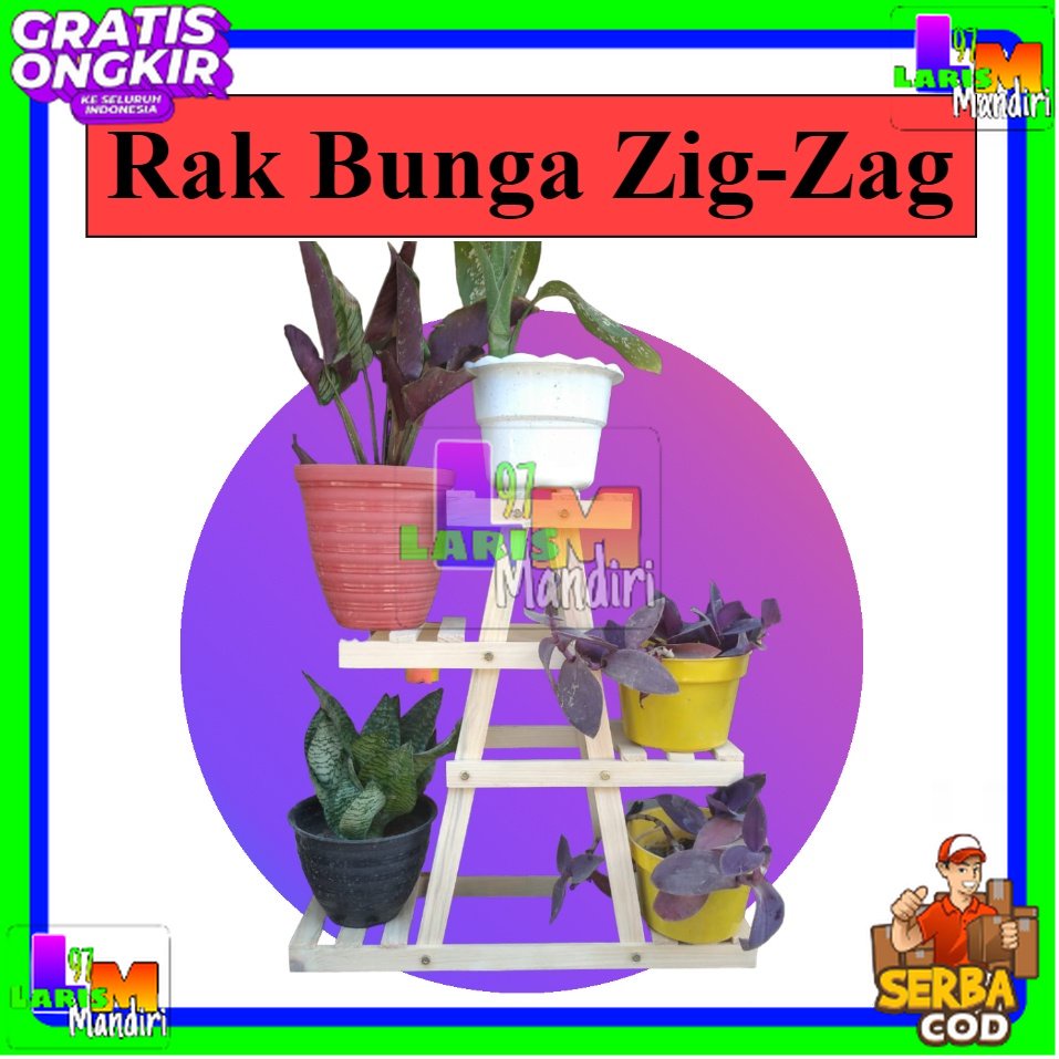 Jual Rangkaian rak bunga kayu model zigzag minimalis 55cm | Shopee ...