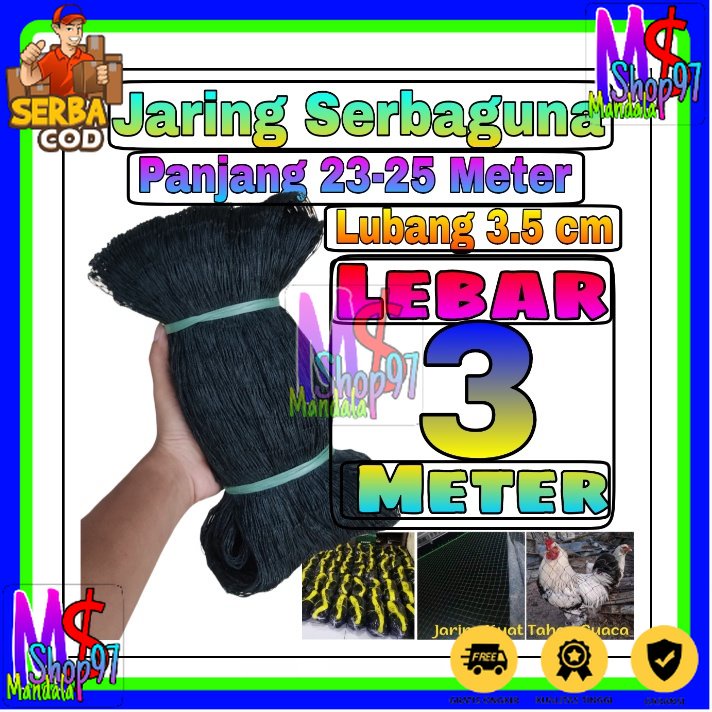 Jual Jaring Kandang Ayam Lebar 3 Meter / Jaring Serbaguna / Jaring Burung / Jaring Taman ...