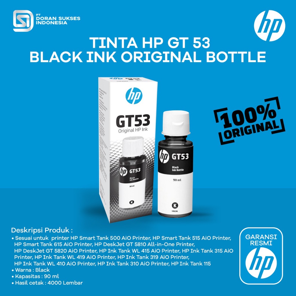 Jual HP GT53 / GT52 HP GT53 GT52 Ink in Bottle Tinta Printer HP ...
