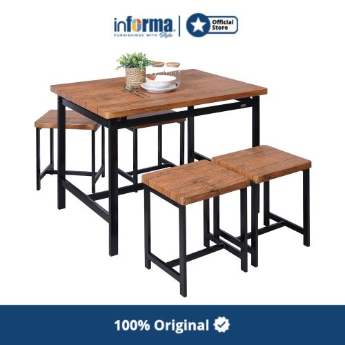 Jual Informa Zoe Set Meja Makan 4 Bangku - Cokelat Dining Table Dinner ...