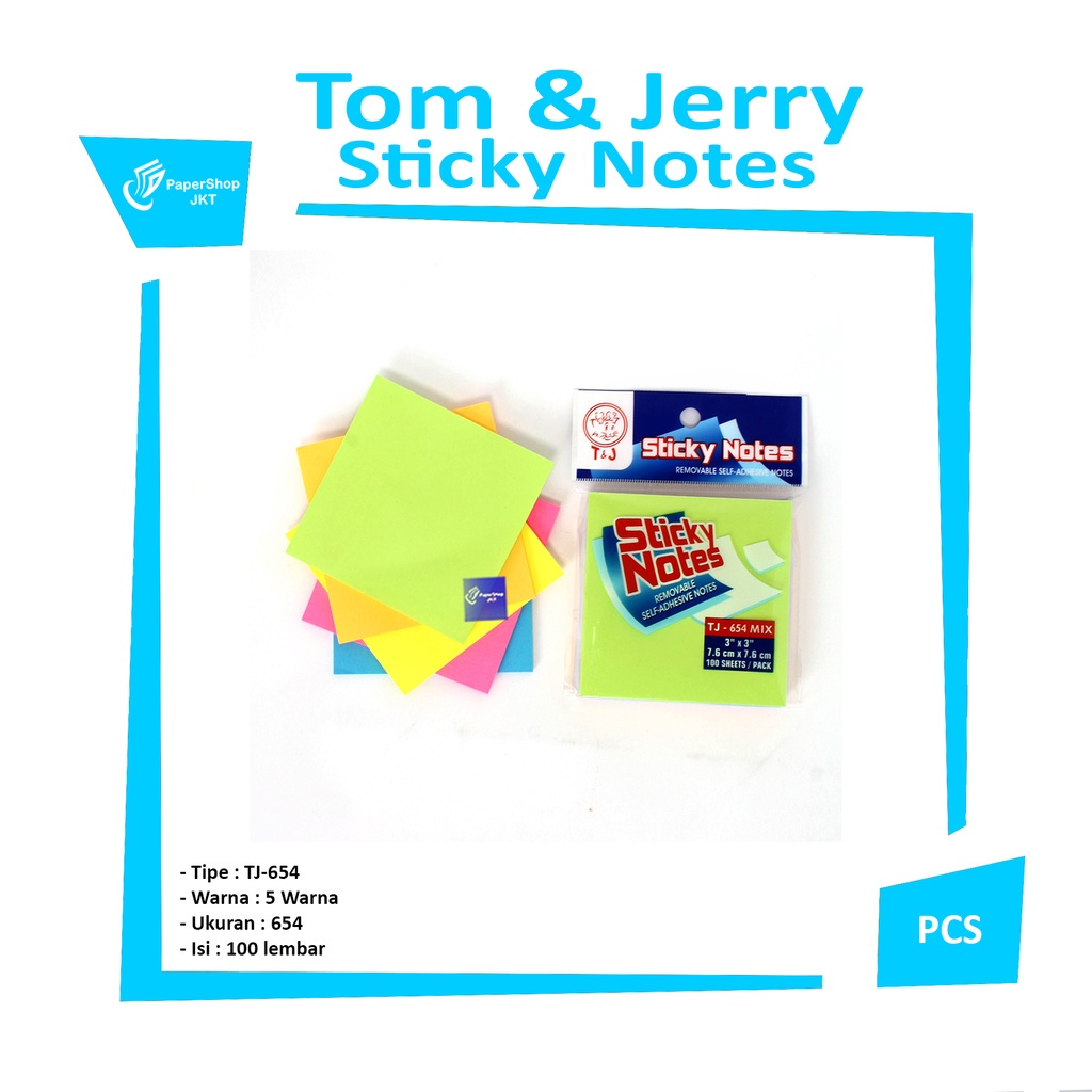 Jual TOM & JERRY - Sticky Note 5 Warna TJ-654 - Pad | Shopee Indonesia