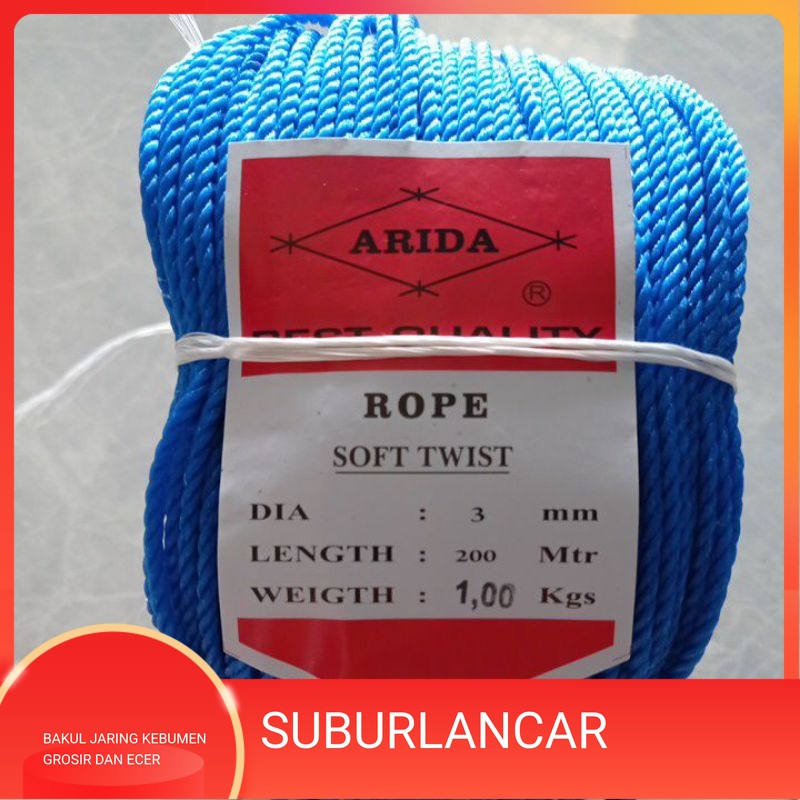 Jual Tali Tambang Tampar 3mm ARIDA 200M tali tambang tampar plastiik tali jaring | Shopee Indonesia