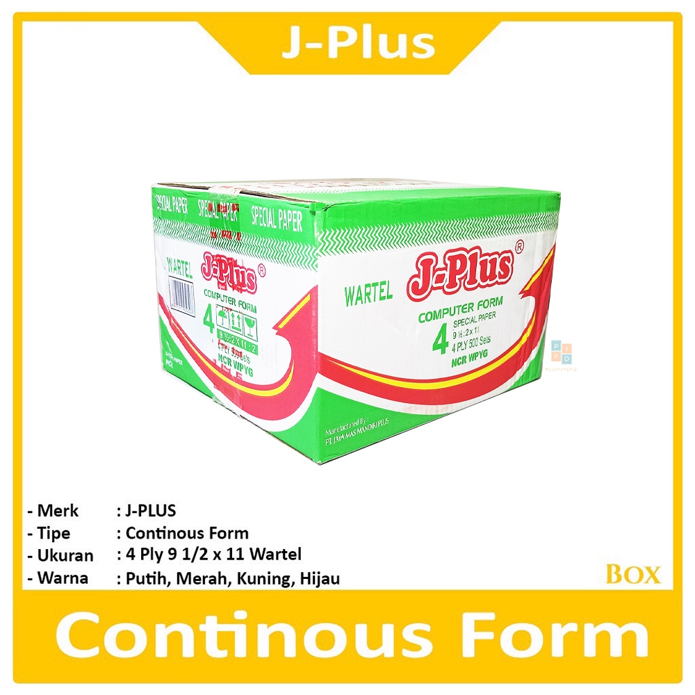 Jual J Plus - Continous Form 4 Ply 9 1/2 x 11/2 Wartel Kertas Komputer ...