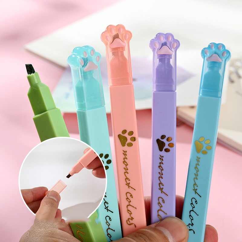 Jual 1 SET 6PCS STABILO BENTUK PAW KITTEN LUCU / STABILO WARNA WARNI ...