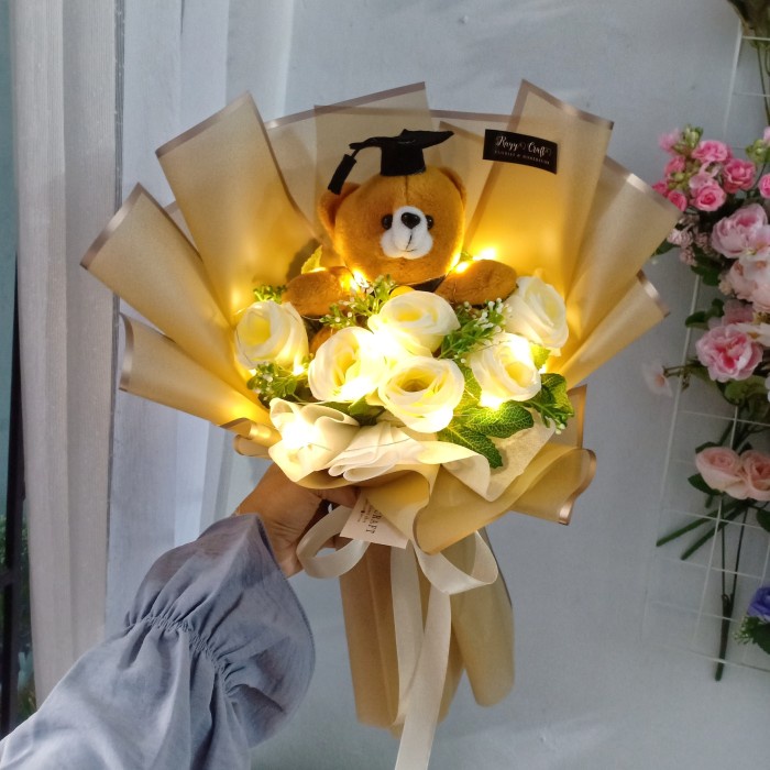 Jual RAYYCRAFT BUKET BUNGA WISUDA MURAH BUCKET ARTIFICIAL PLASTIK LAMPU ...